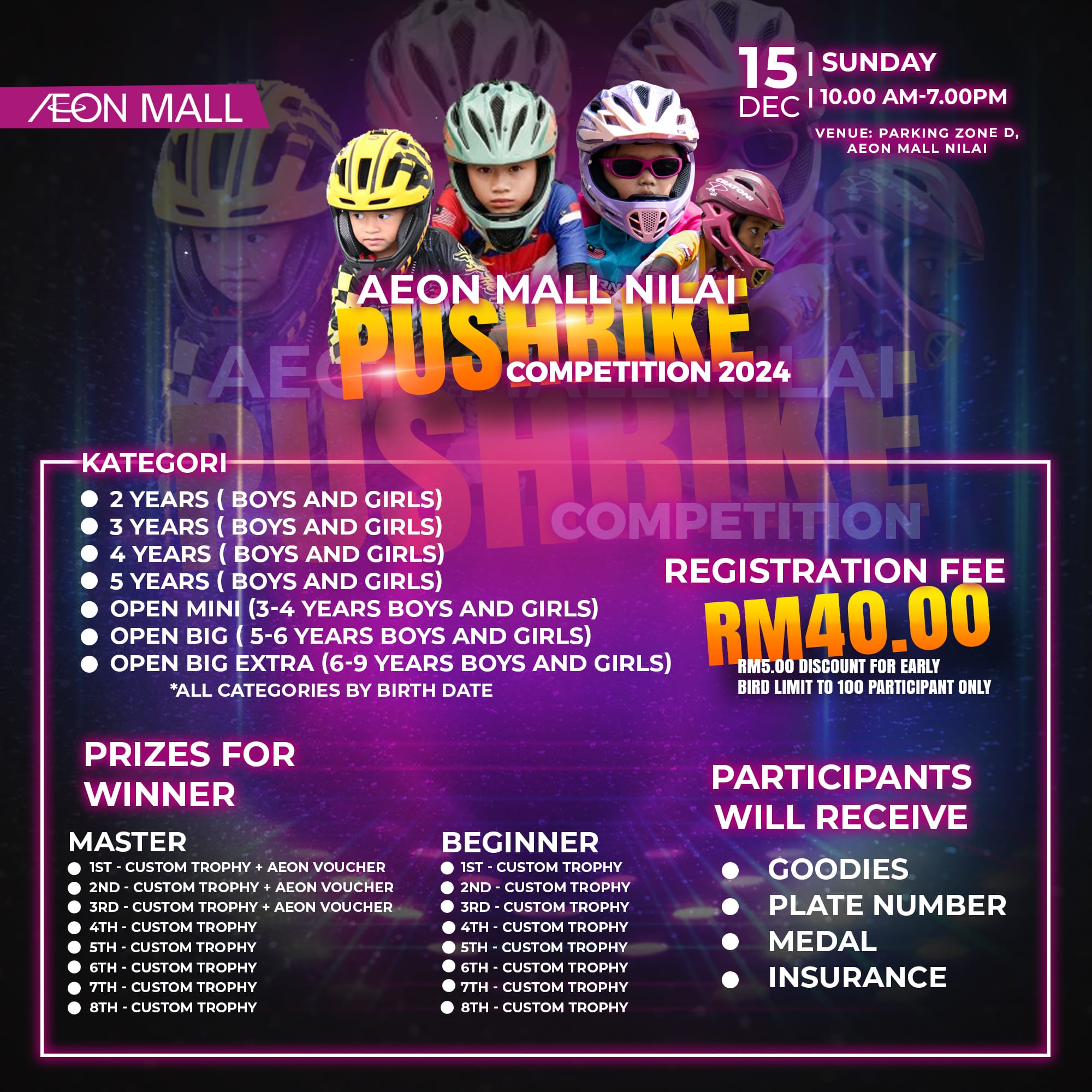 PUSH BIKE COMPETITION AEON MALL NILAI 2024 - Push Bike Pro Malaysia